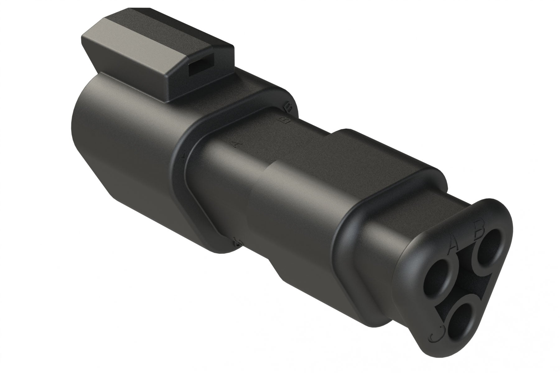 AT04-3P-SR01BLK 3-Way Receptacle Male Connector with Strain Relief End – Amphenol Australia